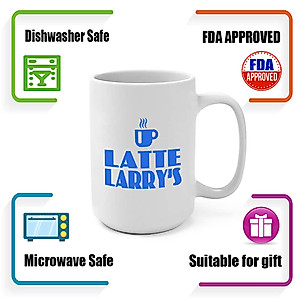 Latte Larry's Coffee Shop Coffee Mug - Funny Cute Graphic Ceramic Coffee Mug Coffee Mugs Tea Cup Fun Novelty Gift 15 oz
