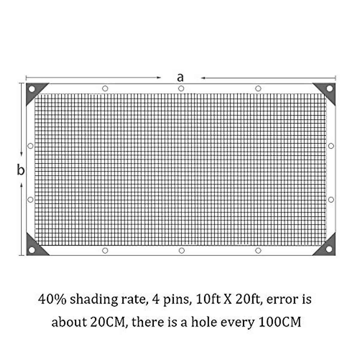 winemana 40% Black Shade Cloth, 10 x 20 FT Durable Mesh Tarp with Grommets, Resistant Garden Sun Shade Netting, Shading Antifreezing for Pergola, Greenhouse, Plants Growing, Chicken Coop