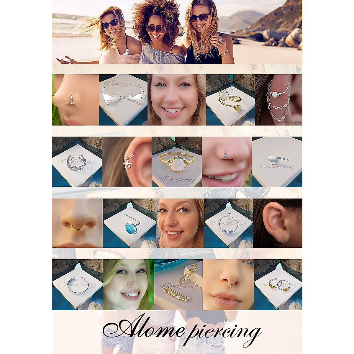 Tiny Silver Double Hoop Nose Ring - Spiral Nose Ring 20 Gauge Snug Double Nose Piercing Thin Nose Piercings Hoops