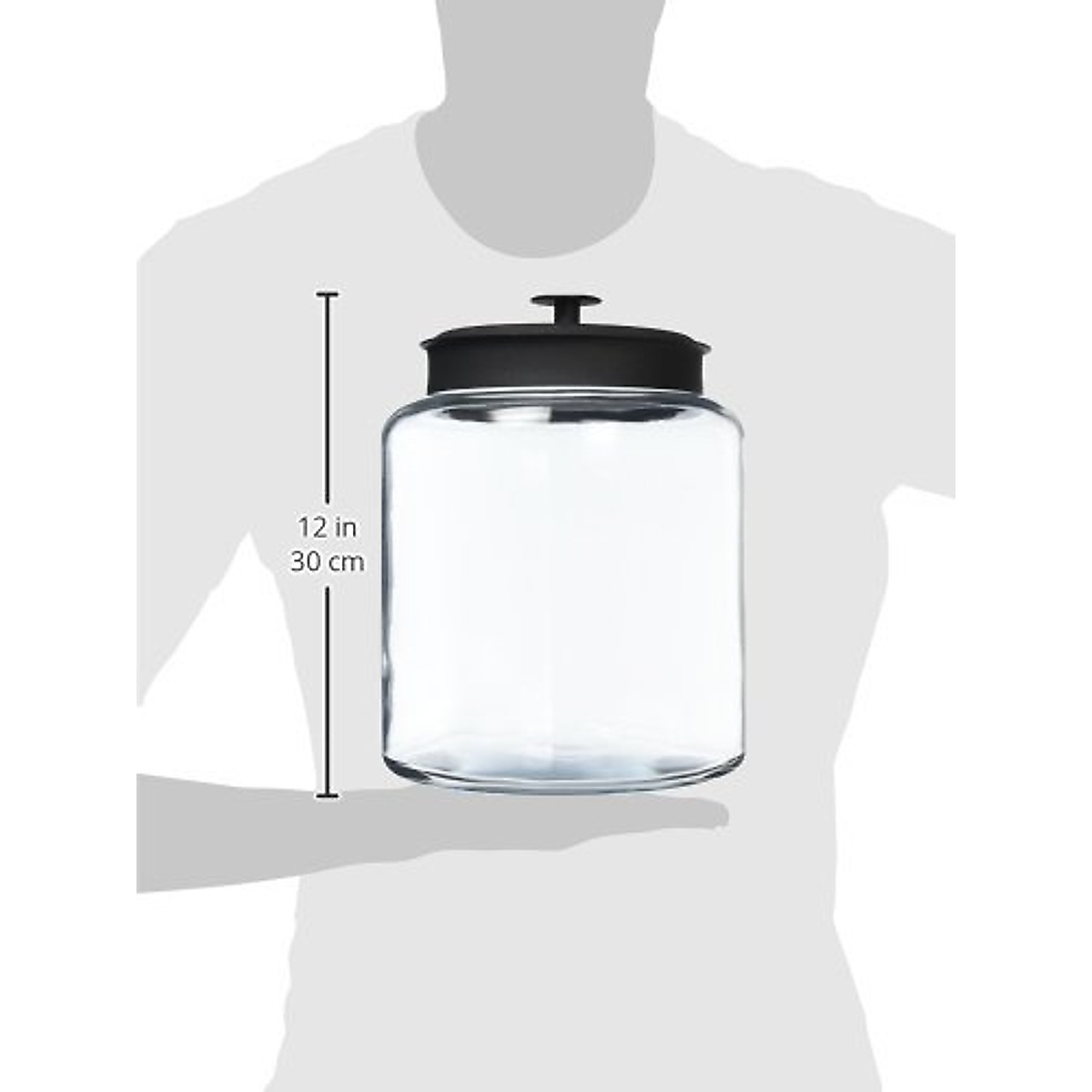 Anchor Hocking 2 Gallon Montana Glass Jar with Lid (2 piece, black metal, dishwasher safe)