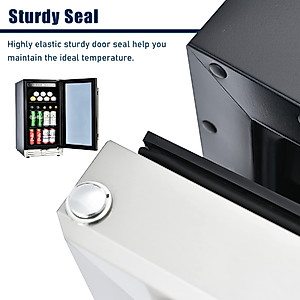 LUMISOL Mini Beverage Refrigerator and Cooler, 15" Cooler Under Counter Built-in or Freestanding, 120 Cans Capacity Wine Cabinet with Blue Interior Light Adjustable Shelves, for Home Bar office