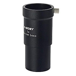 SVBONY Telescope Barlow Lenses, 1.25 Inch Telescope Accessory, Fully Metal Multi Coated Broadband Green Film Barlow Lens 5X for Telescope Astronomy Eyepiece