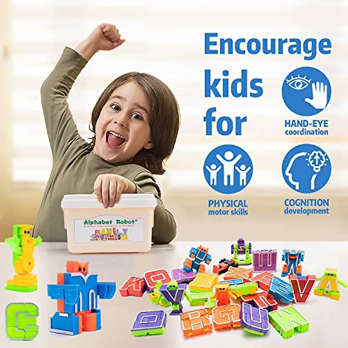 Siiziitoo 26 Pieces Alphabet Robots Toys for Kids, Alphabots, Letters, ABC Learning Toys for Toddlers Education Toy, Carnival Prizes Classroom Rewards, Christmas Toys Gift