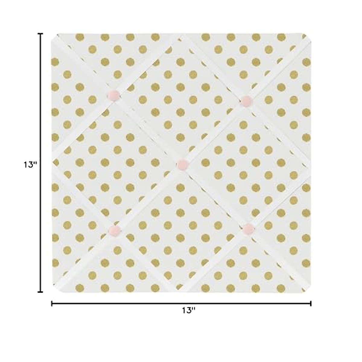 Fabric Memory/Memo Photo Bulletin Board for Blush Pink White Damask and Gold Polka Dot Amelia Collection