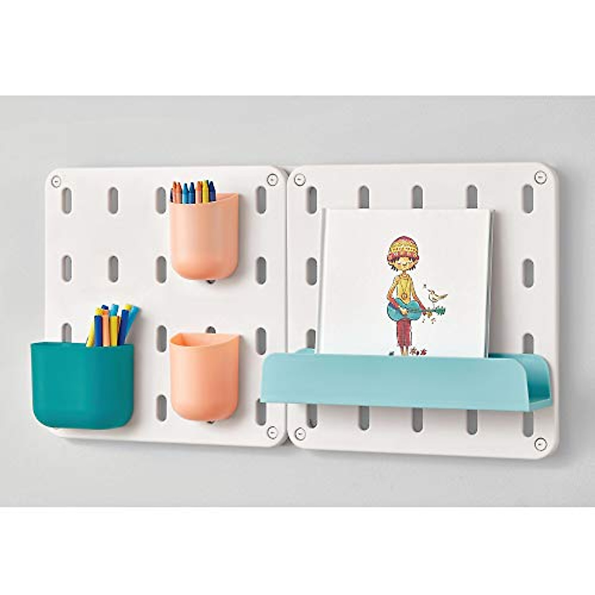 iDesign Cade BPA-Free Plastic Modular Hanging Pegboard Organizer Storage Bin, 5.04" x 3.04" x 4", Teal