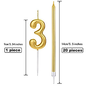 BeautyChen Birthday Candles 22 Pieces Birthday Numeral Candles Cake Numeral Candles Number 0 1 2 3 4 5 6 7 8 9 (0-9) Glitter Cake Topper Decoration for Birthday Wedding Party Anniversary