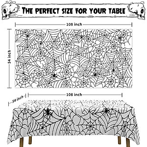 Labeol Halloween Tablecloth,3 PCS Spider Web Tablecloths for Halloween Party Decorations, 54"x108" Disposable Plastic Rectangle Table Cloth,Halloween Decorations for Halloween Party Home Haunted House
