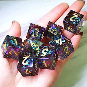 Mini Planet Galaxy Dark Single D6 Dice for TTRPG Dungeons and Dragons and Other Role Playing Game Iridescent Holographic Dice Sharp Edge Dice D6 Galaxy Dark D6