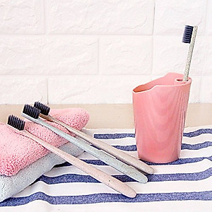 4 Pack Bamboo Charcoal Toothbrush Semilyn Wheat Straw Toothbrush Eco-Friendly ergonomic Soft Bristles Toothbrush Small Heads Superfine Teeth Comfortable for Sensitive Gums for Kid and Adult (4 Color)