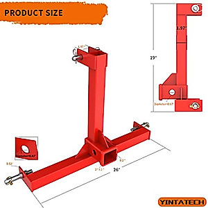 YINTATECH 3 Point Trailer Hitch with 2" Receiver for Category 1 Tractor Gooseneck Drawbar Adapter Red Towing Hitch