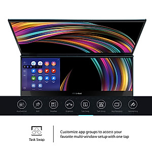 ASUS ZenBook Pro Duo UX581 15.6” 4K UHD NanoEdge Bezel Touch, Intel Core i9-9980HK, 32GB RAM, 1TB PCIe SSD, GeForce RTX 2060, Innovative ScreenPad Plus, Windows 10 Pro - UX581GV-XB94T, Celestial Blue