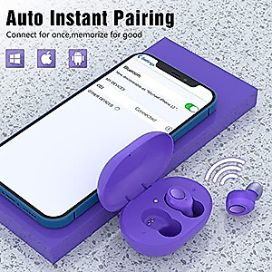 Bluetooth Earbuds, jaroco Wireless Earbuds in-Ear with Charging Case Easy-Pairing Stereo Calls/Built-in Mic 18H Playtime (Purple)