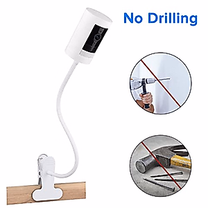 2Pack Clamp Mount for Ring Stick Up Cam & Ring Indoor Cam, Flexible Gooseneck Mounting Bracket to Attach Your Camera Anywhere with No Tools - White