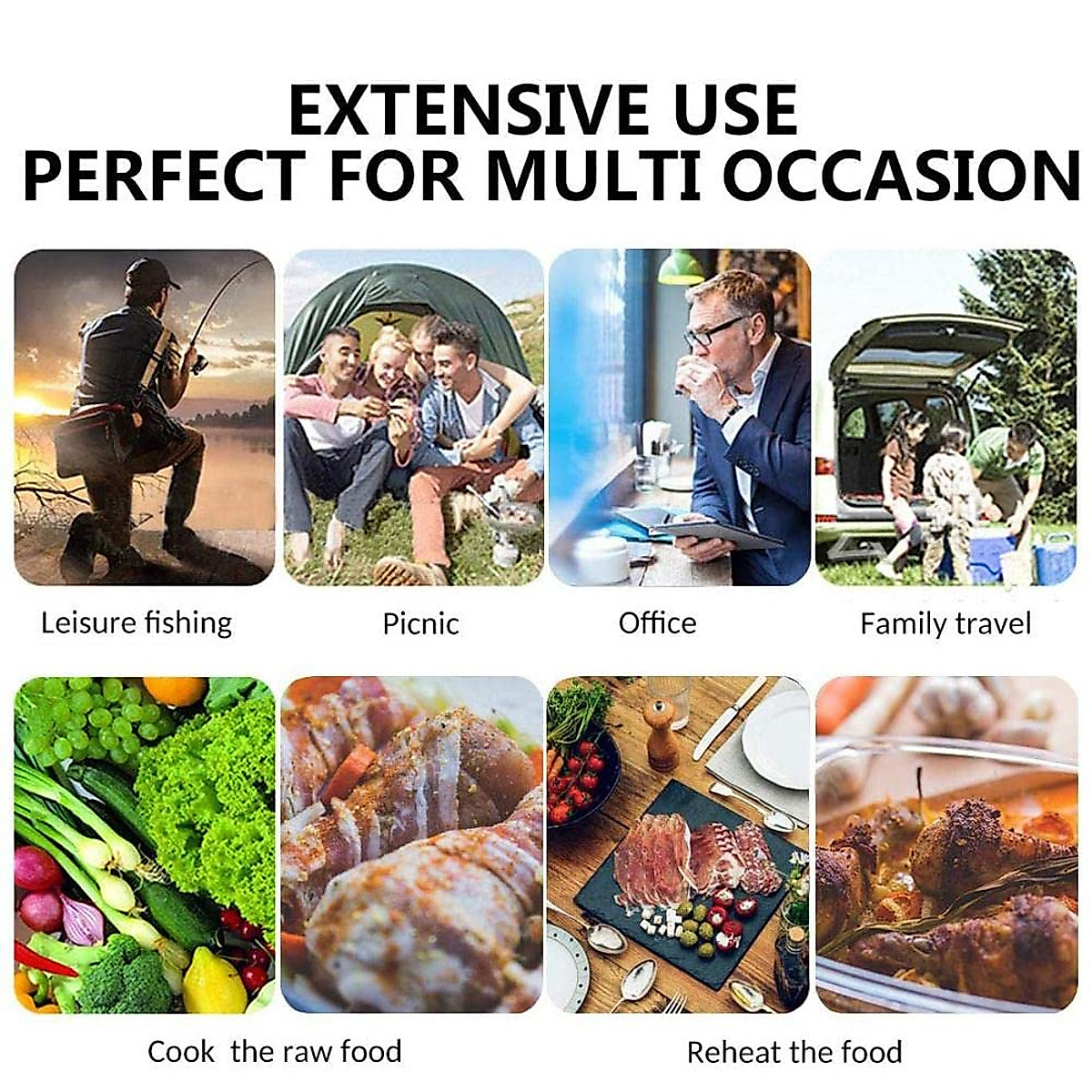 Taiping Lake Portable Oven Heated Lunch Box Personal Mini Oven Food Warmer Lunch Box for Car Office Home Kitchen Travel Outdoor Camping Picnic Family Gathering, 1 Heated Bag,Battery Not Include, Gray