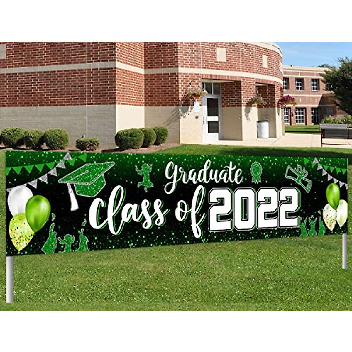 Class of 2022 Banner Decoration-Graduation Party Supplies,Large Congrats Grade Yard Sign Banner for 2022 Graduation Party Decoration (Green)