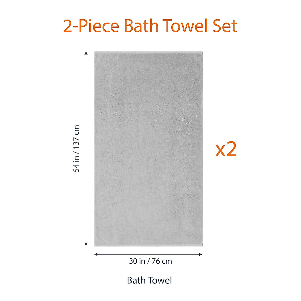 Amazon Basics 100% Cotton Quick-Dry Bath Towels - 2-Pack, Platinum