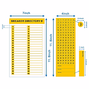 16 Sheets Breaker Panel Labels Electrical Box Sticker Numbers Breaker Panel Labels Electrical Sticker Number Catalog Load Center Adhesive Waterproof Reusable（Yellow）