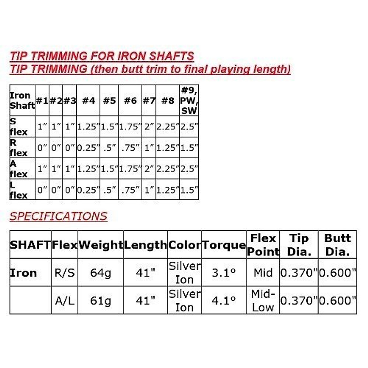 I Drive ULTRALITE 60 Gram PGA Tour Silver ION Graphite Golf Iron Shafts .370 - A/L or R/S Flex (R/S Combo)