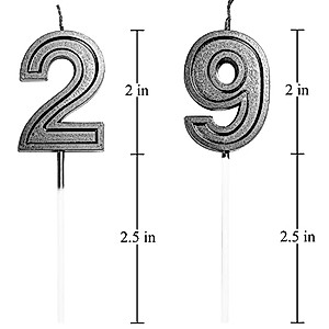 29th & 92nd Birthday Candles Number 29 92 Cake Topper Happy Birthday Decoration for Women Men Girls Boys Party Wedding Anniversary Celebration (Black)