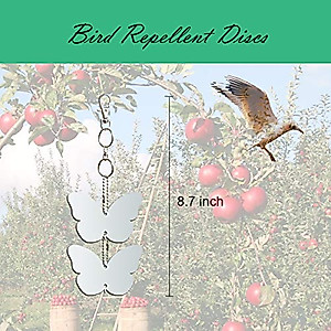 EACILLES Keep Birds Away Mirror Disc, Hanging Reflectors to Scare Birds Away from Your House and Garden, 16 Butterfly Discs