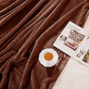 Rerelife Soft Fleece Throw Blanket, Throw Plush Cozy Thick Flannel 350GSM Lightweight Blanket for Couch Bed Sofa (Coffee Brown,40x60 Inches)