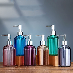 Soap Pump Dispenser 400ml Refillable Glass Soap Dispenser for Bathroom Countertop Kitchen Room，Empty Liquid Soap Dispenser Bottle, Home Hotel Bathroom Accessories Bottles Dispenser (Color : B)