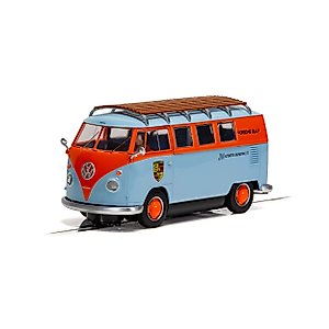 Scalextric Volkswagen T1B MicroBus ROFGO Gulf Van 1:32 Slot Race Car C4217, Orange & Light Blue