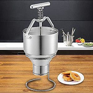 VBENLEM Donut Depositor 5L Capacity Donut Dropper Hopper Food-Grade Aluminum Manual Donut Dispenser 6 Adjustable Thicknesses Donut Hopper with Stand Donut Batter Dispenser for Home & Commercial Use