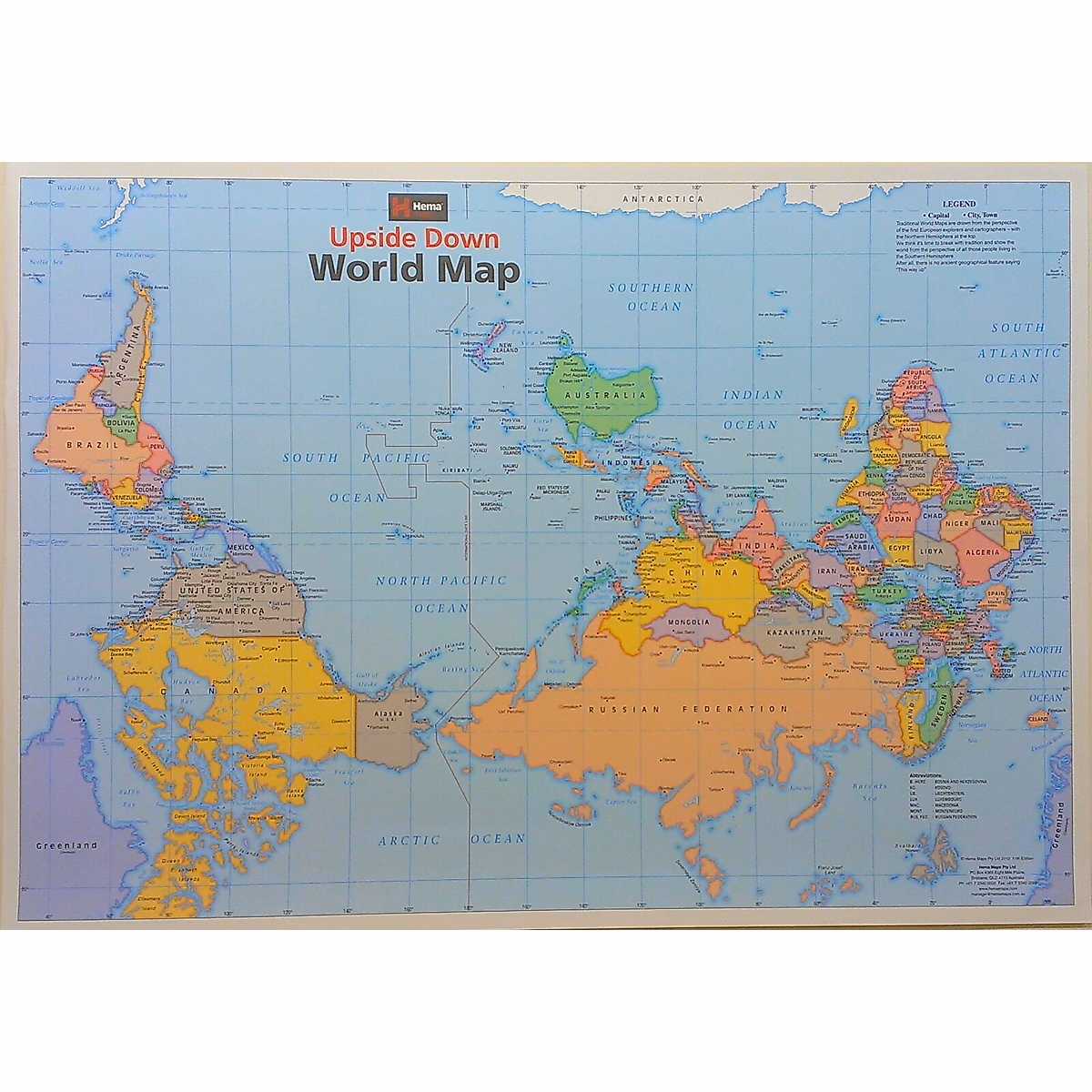 Upside Down World Map