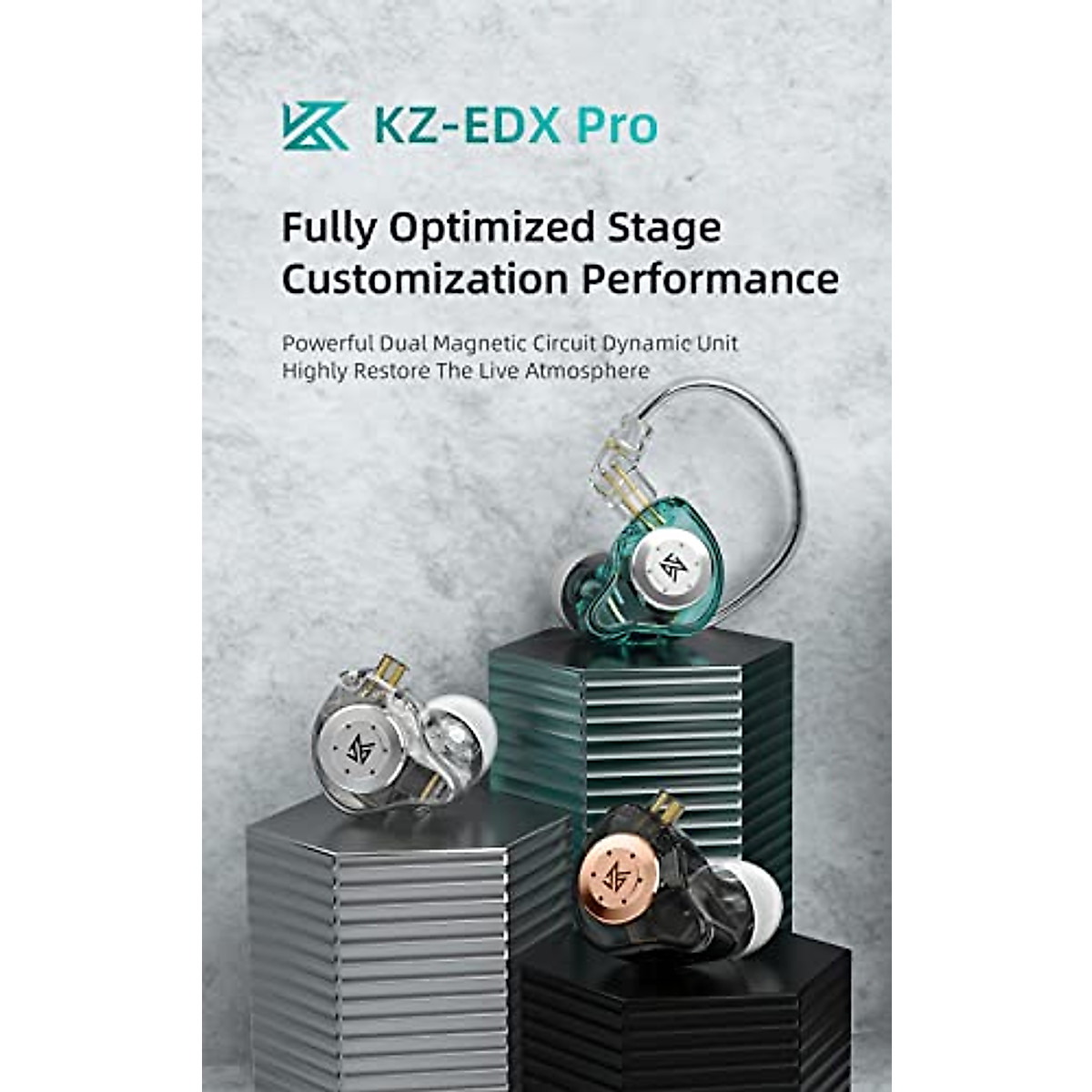 KZ EDX PRO IEM Headphones 10mm Dual Magnetic Circuit Dynamic Driver Hearphones, KZ Earphones 1DD Deep Bass Earbuds with Removable C Pin Cables for Running (Dark, No Mic)…