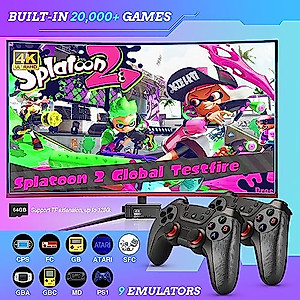 Wireless Retro Game Console, Equipped with 64G TF Card Plug and Play, Nostalgia Game Stick 4K 20000+ Games Built-in, 9 Classic Emulators, with Dual 2.4G Upgraded Wireless Controllers, Black