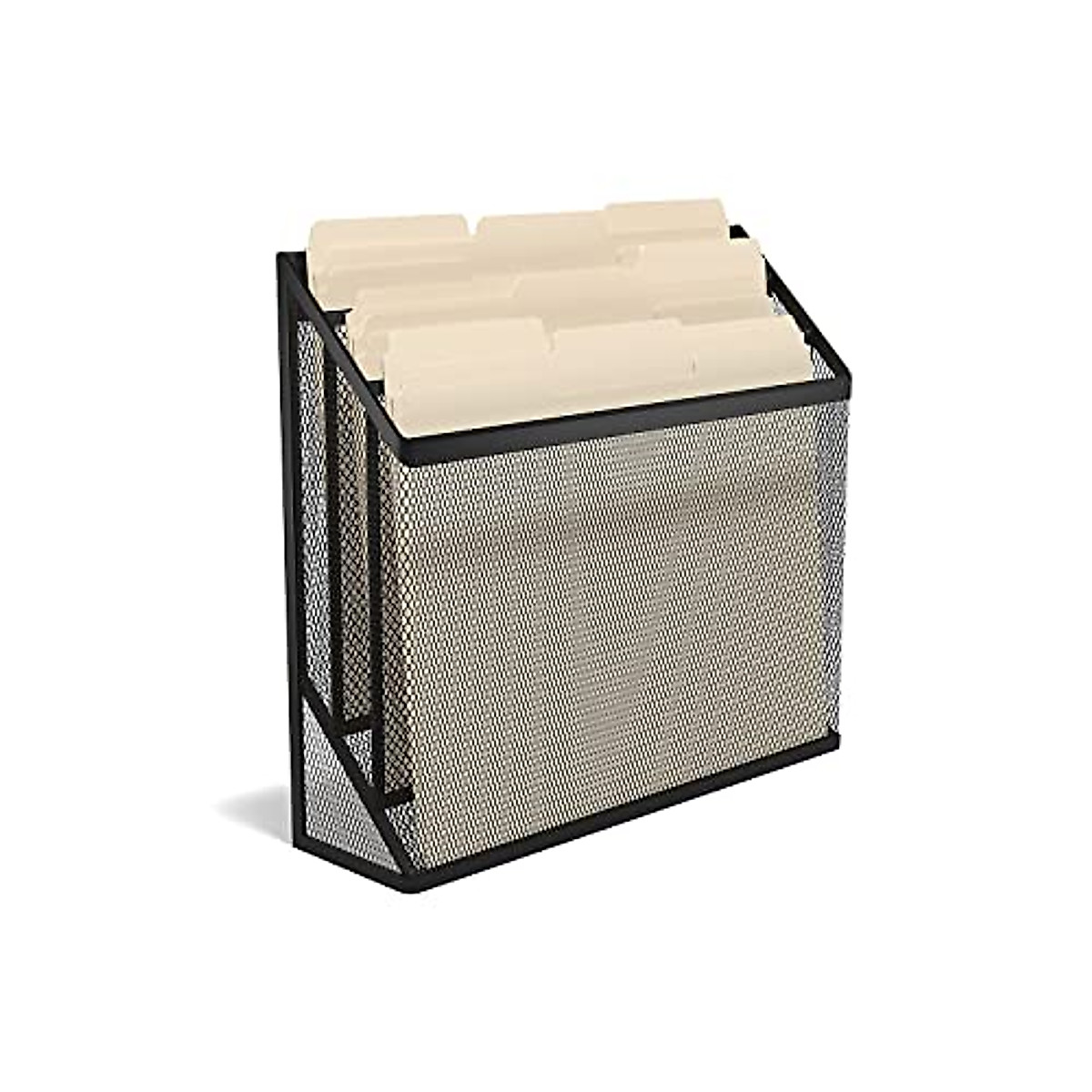 STAPLES 3 Compartment Wire Mesh File Organizer, Matte Black, 4/Case (57553Ct) (Tr57553ct)
