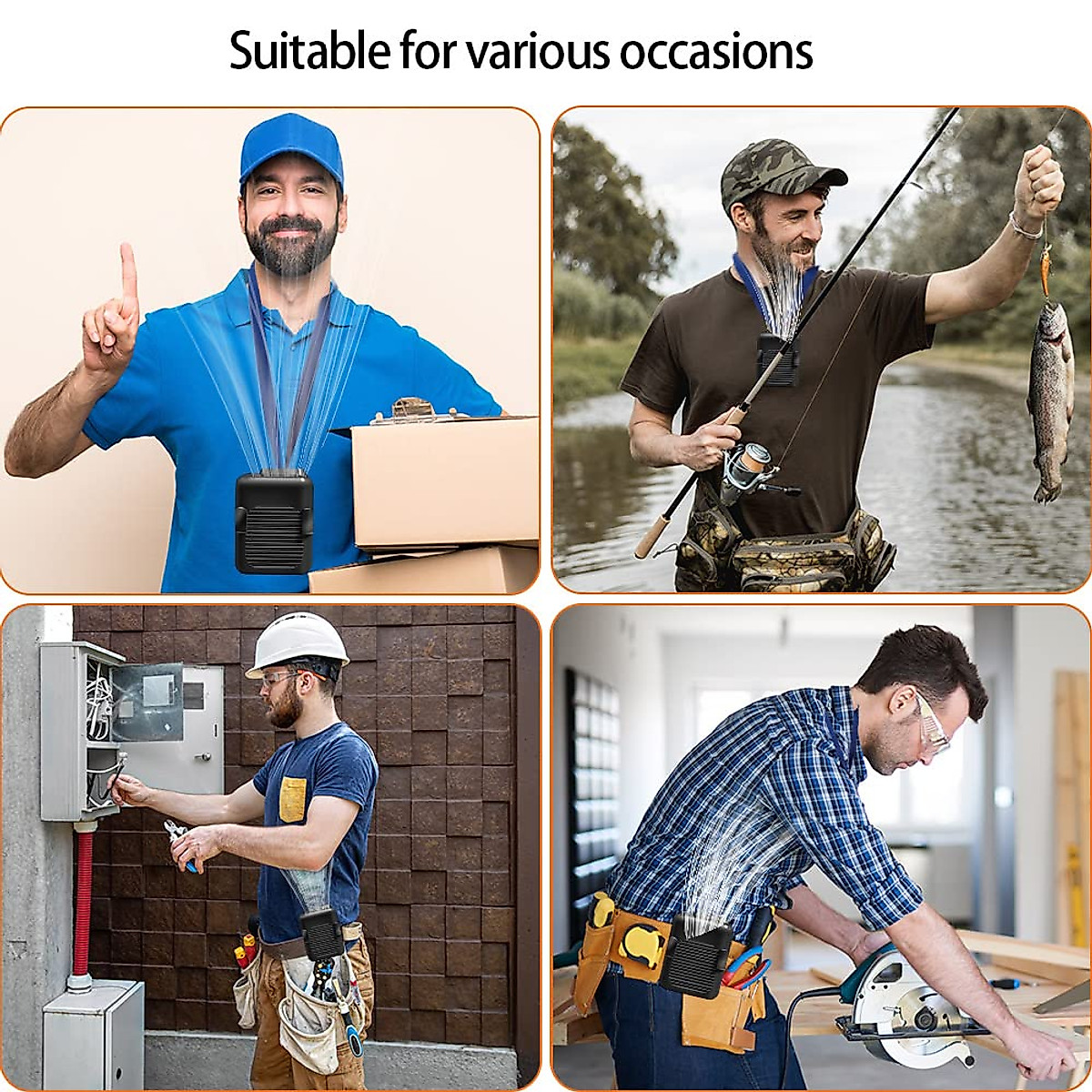 CAZOKASI Waist Clip Fan Upto 23hours 6000mAh Portable Rechargeable Fan Working Cooling Fan Hand Free Personal Fan Wearable Fan for Traveling Working Outdoor Office（waist fan