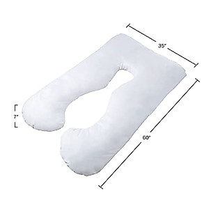 Pregnancy Pillow, Full Body Maternity Pillow with Contoured U-Shape by Bluestone, Back Support 60 x 35 x 7"