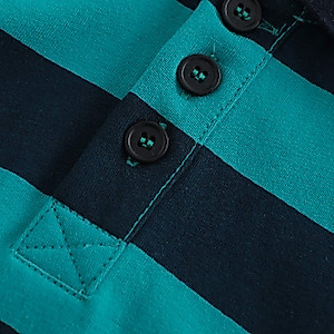 HowJoJo Big Boys Cotton Long Sleeve T-Shirts Striped Polo Shirts Green Size 8