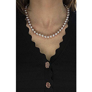 14K White Gold or Yellow Gold AAAA Pink Freshwater Cultured Pearls Silk-Knotted 18inch Princess Pearls Strand Necklace - Choice of Pearl Size & Clasp Gold Color (Yellow Gold, 7.0-7.5mm)