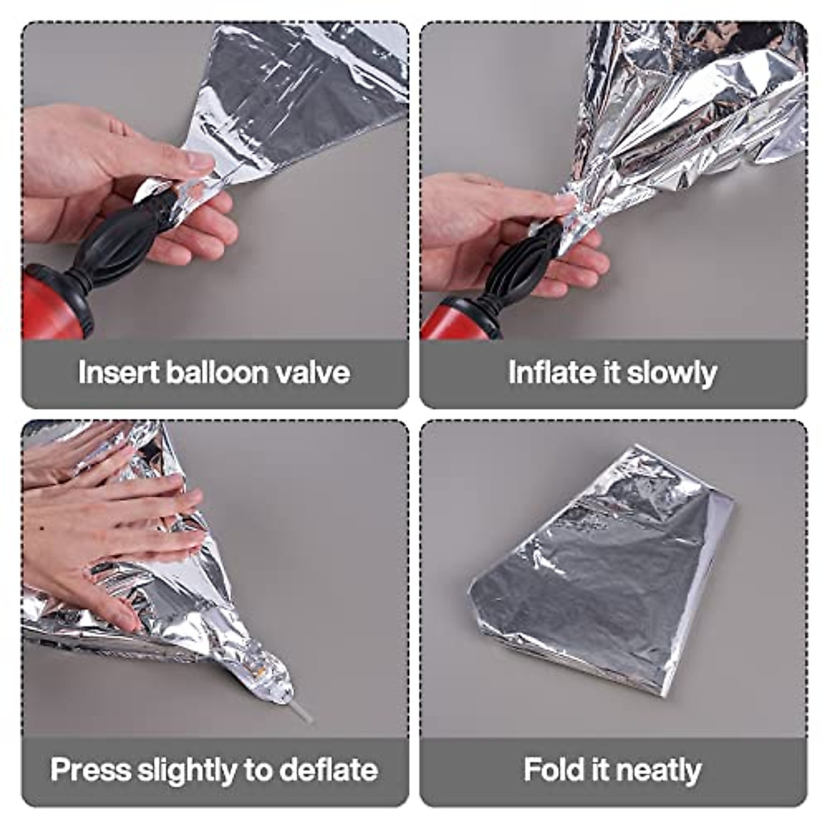 PartyWoo Silver Balloons, 6 pcs Diamond Silver Foil Balloons, 22 inch Giant 4D Foil Balloons and Ribbon, Balloons for Birthday Decorations, Wedding Decorations, Party Decorations (Balloon)