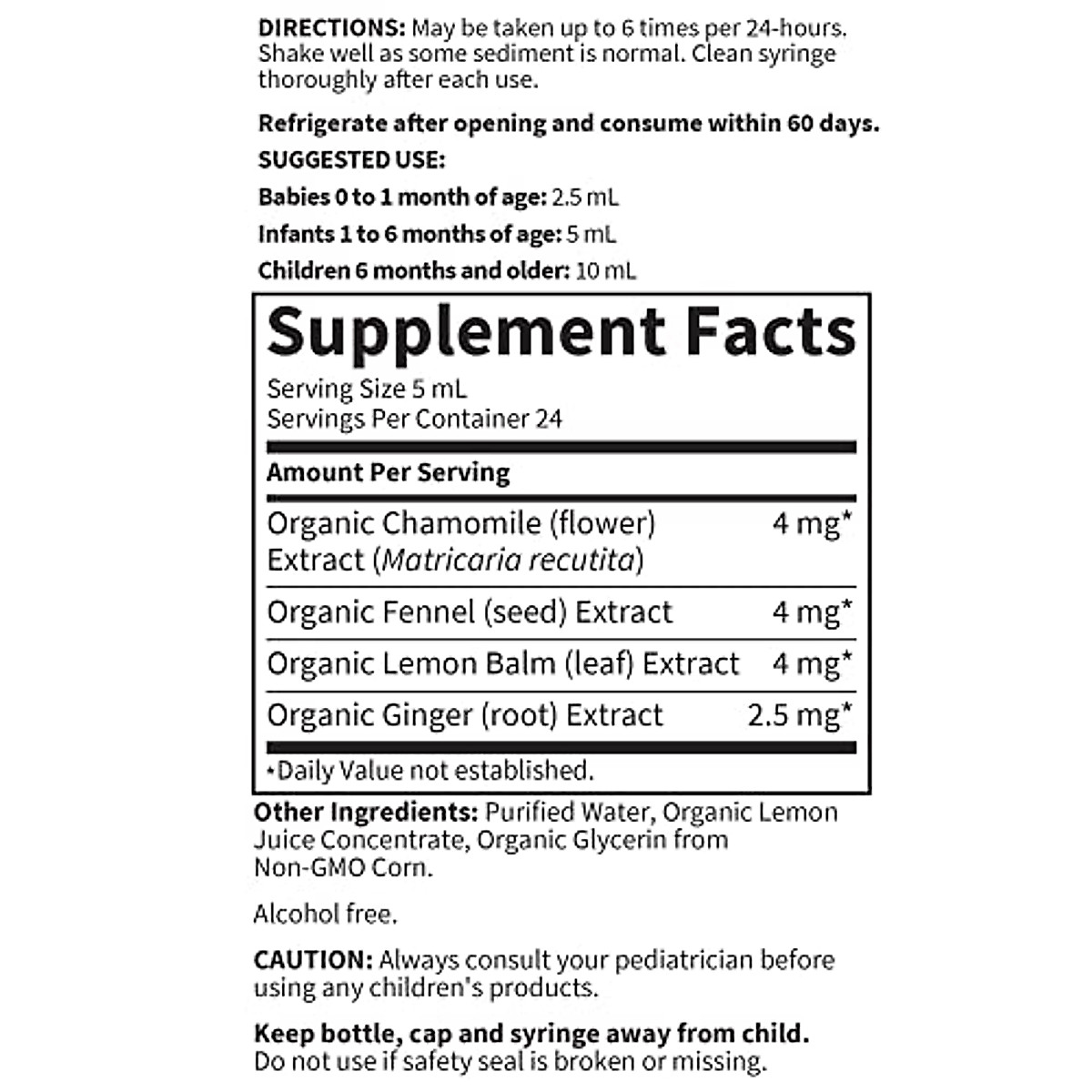 Garden of Life Baby Organic Gripe Water for Infants & Babies Nighttime or Daytime Colic, Gas & Stomach Discomfort, Herbal Remedy for Newborn Baby with Chamomile, Lemon Balm & Ginger - 4 fl oz Liquid