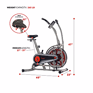 Sunny Health & Fitness Motion Air Bike, Fan Exercise Bike with Unlimited Resistance and Tablet Holder - SF-B2916,Black