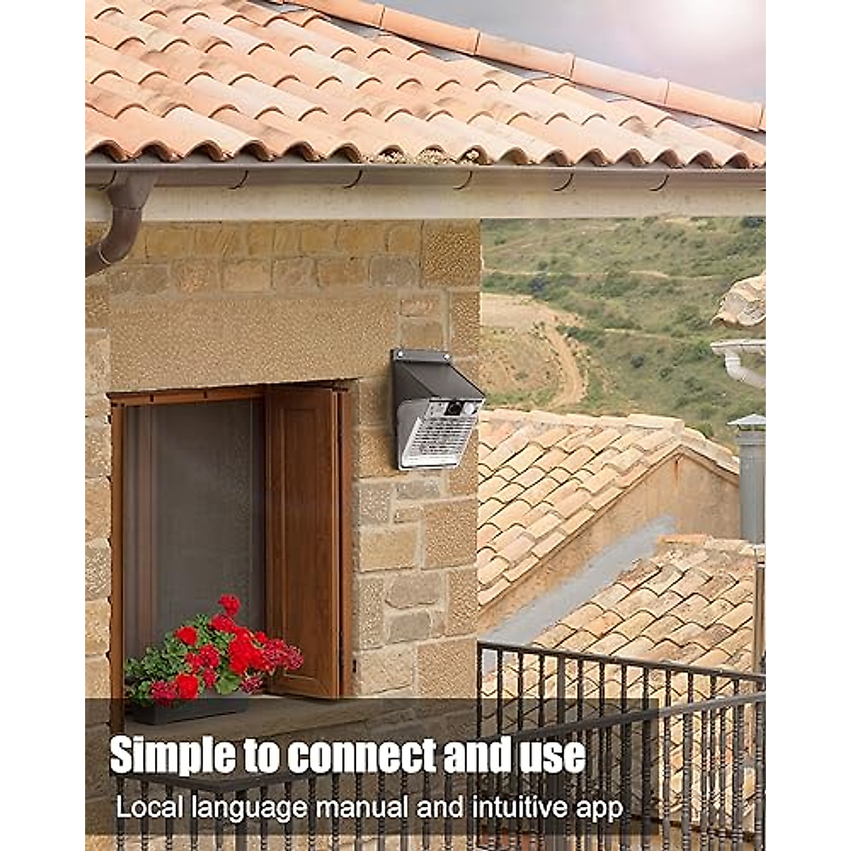 ENSTER Security Camera Wireless Outdoor, Solar Flood Light Camera 1080P, 2.4GHz WiFi Camera for Home Security with Motion Detection, 2-Way Audio, Cloud/SD Card Storage, Waterproof