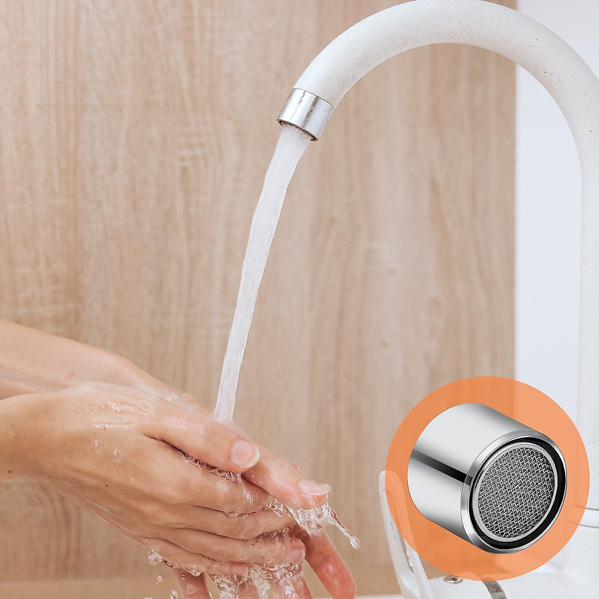 Faucet Aerator for Kitchen and Bathroom Sink, 8 Pcs Female Thread Chrome Brass 55/64 Inch 22mm Filter With Gasket