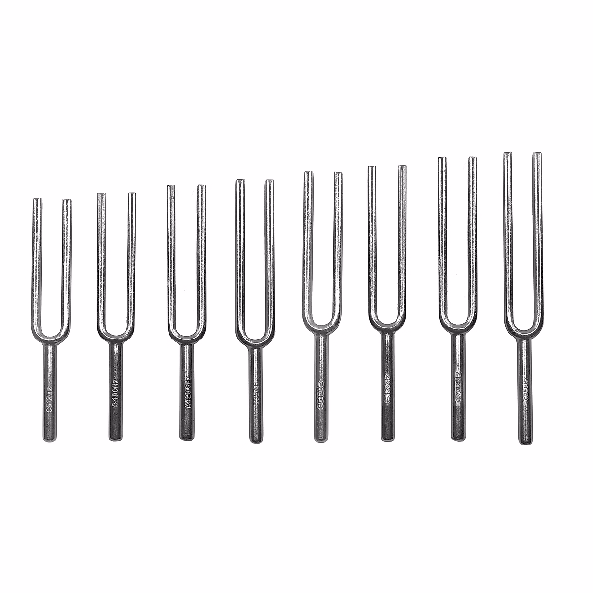 Eisco Labs Scientific Steel Tuning Forks, Set of 8 (Scientific Pitch, C4 = 256Hz) - Designed for Physics Experiments