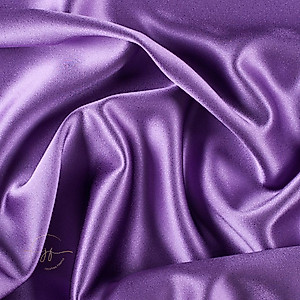 Solid Satin Fabric by The Yard, Silky & Shiny Sewing Fabric for Satin Scarf, Dresses, Garments, DIY Wedding Decor, Home Decor, Seamless Material (Lavender, 2 Yard)