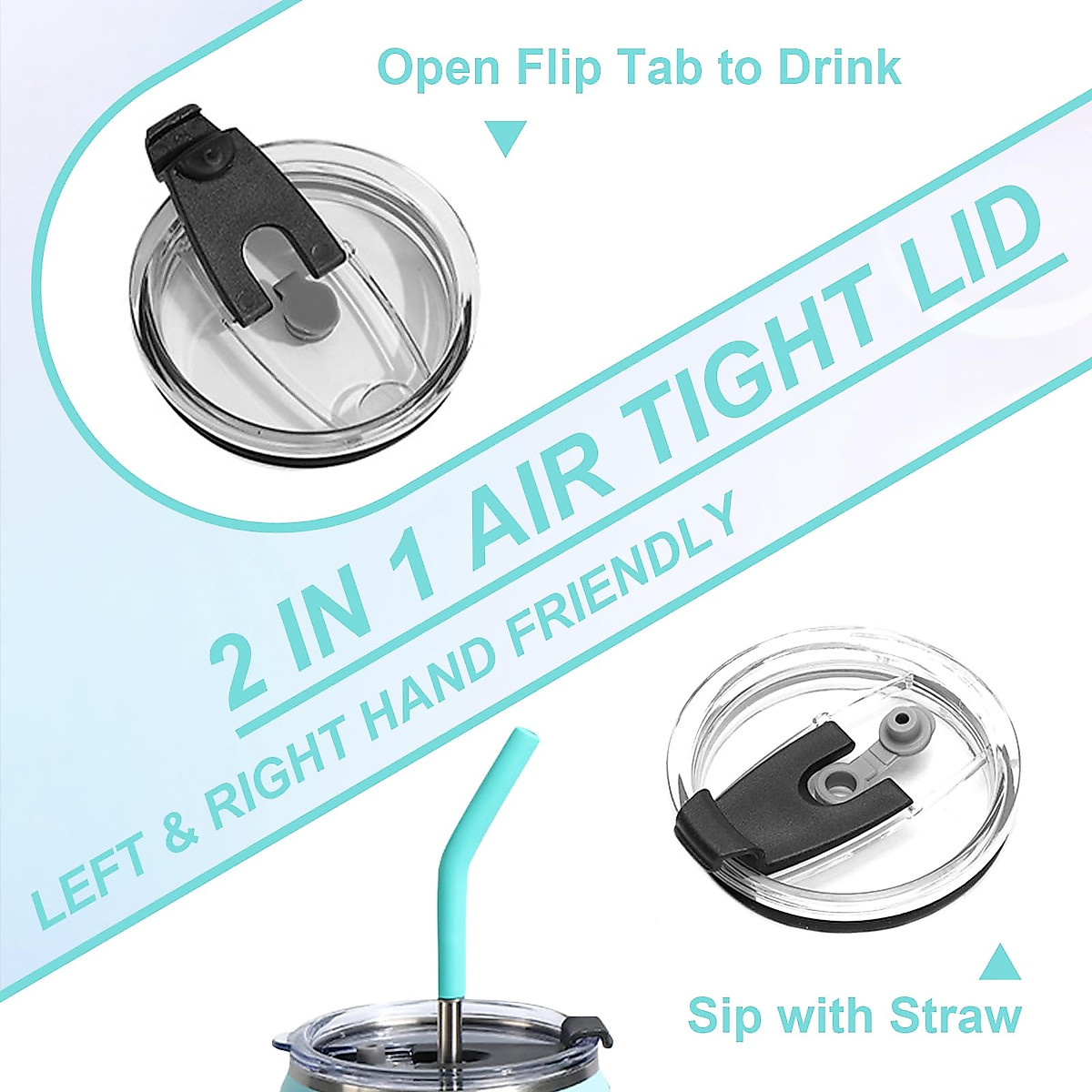 Perched helper 40 oz Tumbler with Handle and Straw, 2-in-1 Lid (Straw/Flip) - Stainless Steel Travel Mug Insulated Vacuum Sealed Cup for Hot and Cold Beverages (Pink Blue)