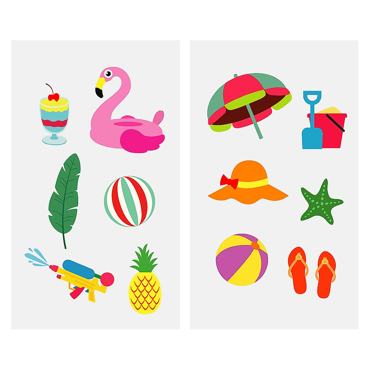 24 Sheets Pool Beach Temporary Tattoos, Birthday Decorations Summer Party Favors