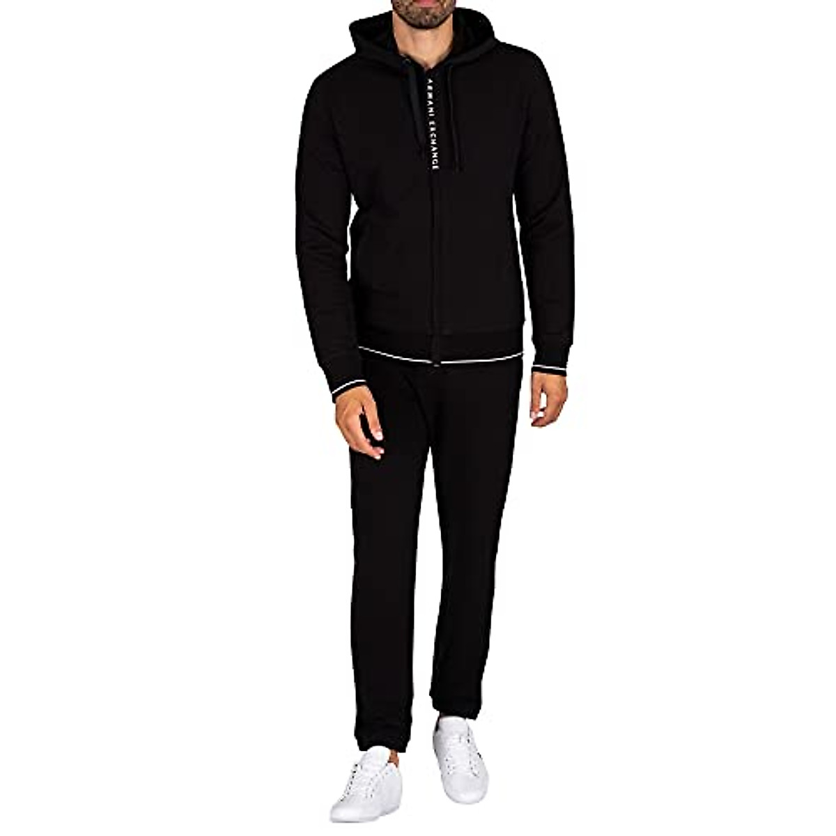 A|X ARMANI EXCHANGE mens Drawstring Jogger With Logo Zip Pocket Casual Pants, Black, Small US