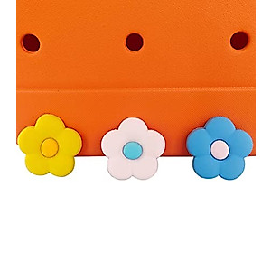 3 PCS Flowers Charms for Bogg-Bags Cartoon Flowers Decorative Charms for Tote Bags Plant Accessories for Beach Totes Gift Party Favor (Yellow Pink and Blue)