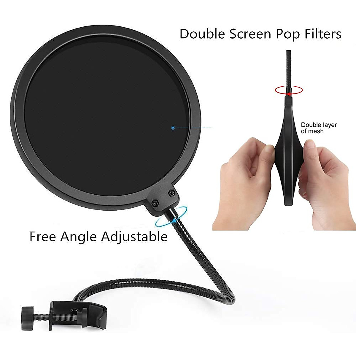 Compatible with HyperX Quadcast S Mic Boom Arm, For Hyperx Quadcast Microphone Adjustable Stand with Pop Filter,Windscreen to Improve Sound Quality By YUZUHOME