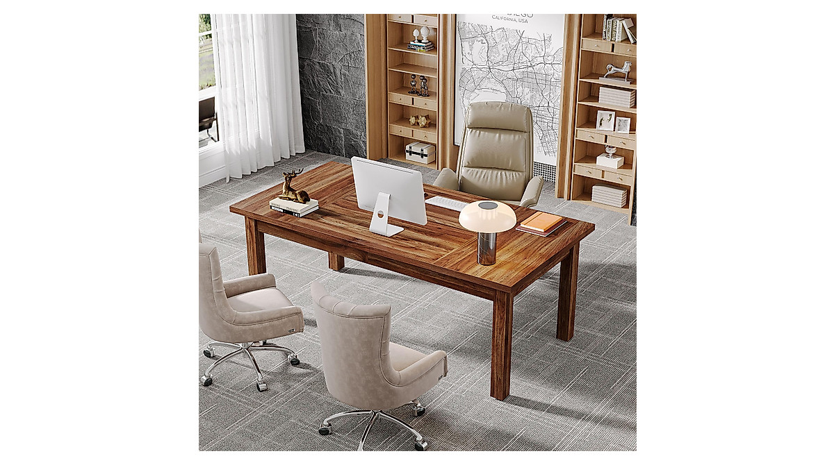 Tribesigns 70" Large Walnut Desk for Home Office