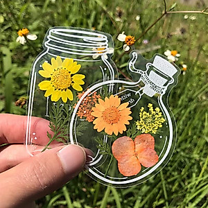 30PCS Dried Flower Bookmarks, Transparent Dried Flower Bookmarks, DIY Plant Bookmark, Handmade Plant Specimens Bookmarks, Glassware Stickers, Flower Page Clips Bookmarks (C)